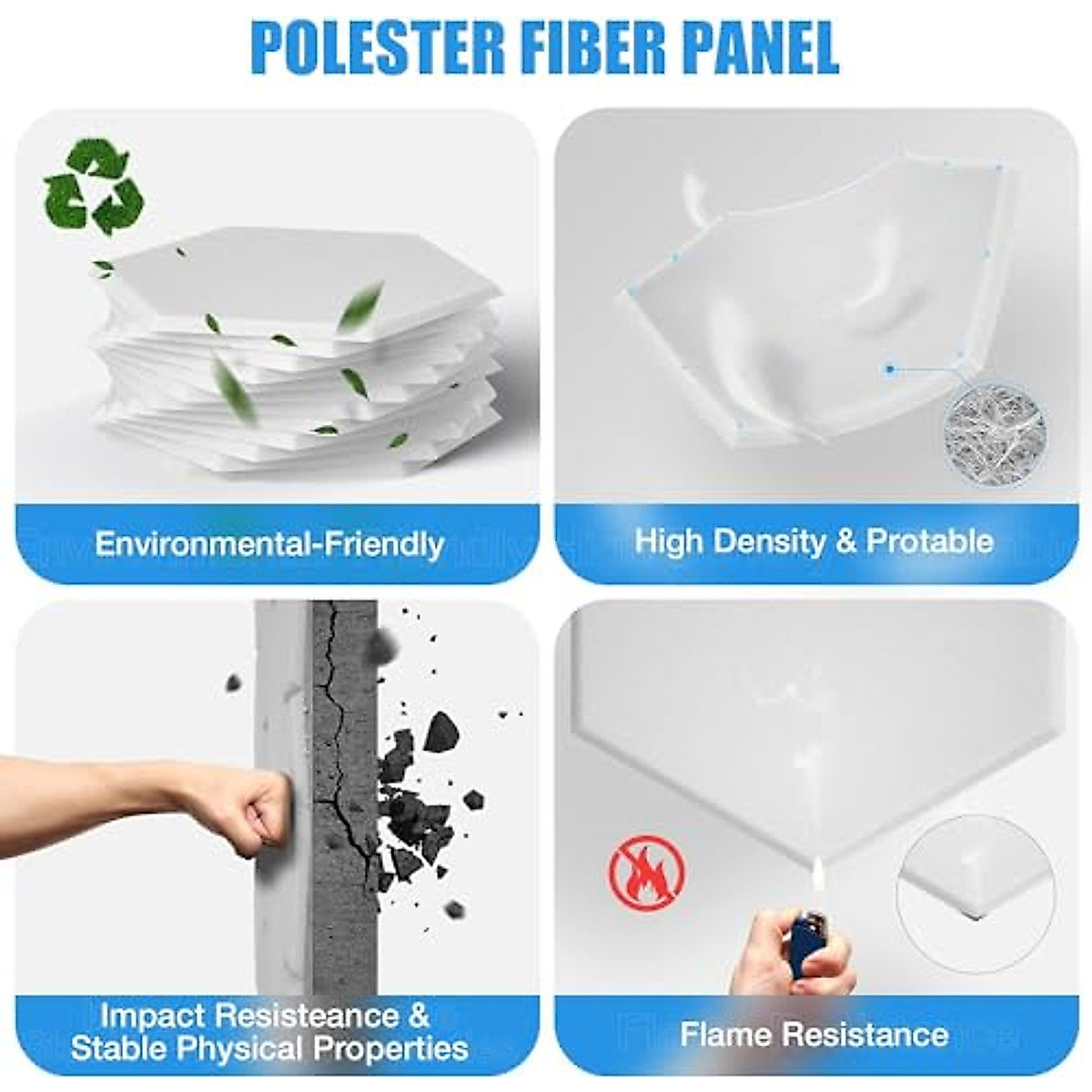 12 pack Sound Proof Foam Panels, 12"X 12"X 0.4",Acoustic Panels Self-Adhesive,Soundproof Wall Panels High Density,Acoustic Panels Sound Absorbing for Wall Decoration and Acoustic Treatment-white-12p