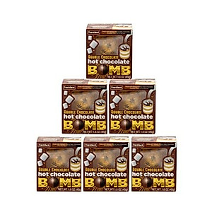 Double Chocolate Hot Chocolate BOMB, 6 Pack of Hot Cocoa Treats, Melting Milk Chocolate Balls Filled with Mini Marshmallows, Easter Basket Stuffer