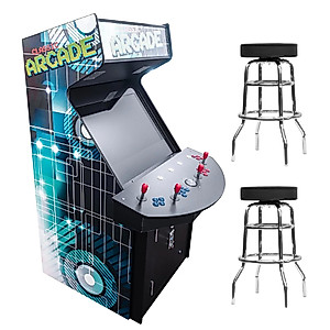 Creative Arcades Full Size Stand-Up Commercial Grade Arcade Machine | 4 Player | 3500 Games | 32" LCD Screen | 4 Sanwa Joysticks | Trackball | 2 Stools Included | 3 Year Warranty