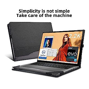 VEVOOD Laptop Case Cover for Dell Inspiron 7430 Plus 7420 14" Laptop & Inspiron 14 Pro 5420 5430 7425 5425 All-Inclusive Drop-Proof Case 14" PU Leather Inner Pocket Cover (Gray)