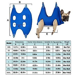 Kkiimatt 10 in 1 Pet Grooming Hammock Harness with Nail Clippers/Trimmer, Grooming Sling for Small Animals Nail Trimming/Clipping For Cat&Dog (XXS/Under 10lb Blue)
