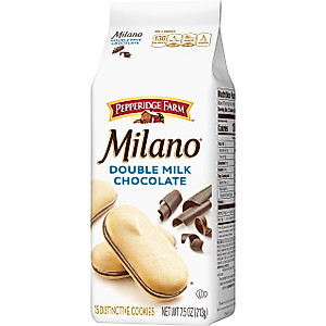 Pepperidge Farm Double Milk Chocolate Milano Cookies 7.5 oz Bag, 6 Bags