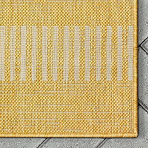 Well Woven Medusa Stria 7'10" x 9'10" Yellow Stripes Indoor/Outdoor Flat-Weave Area Rug