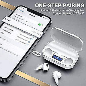 ACAGET Wireless Headphones for Pixel 7 Pro 7A 6 Fold, 50H Playtime Bluetooth Earbuds with LED Digital Display Charging Box Noise Canceling Headset Stereo Earphones for Samsung S23 S22 Android Phones