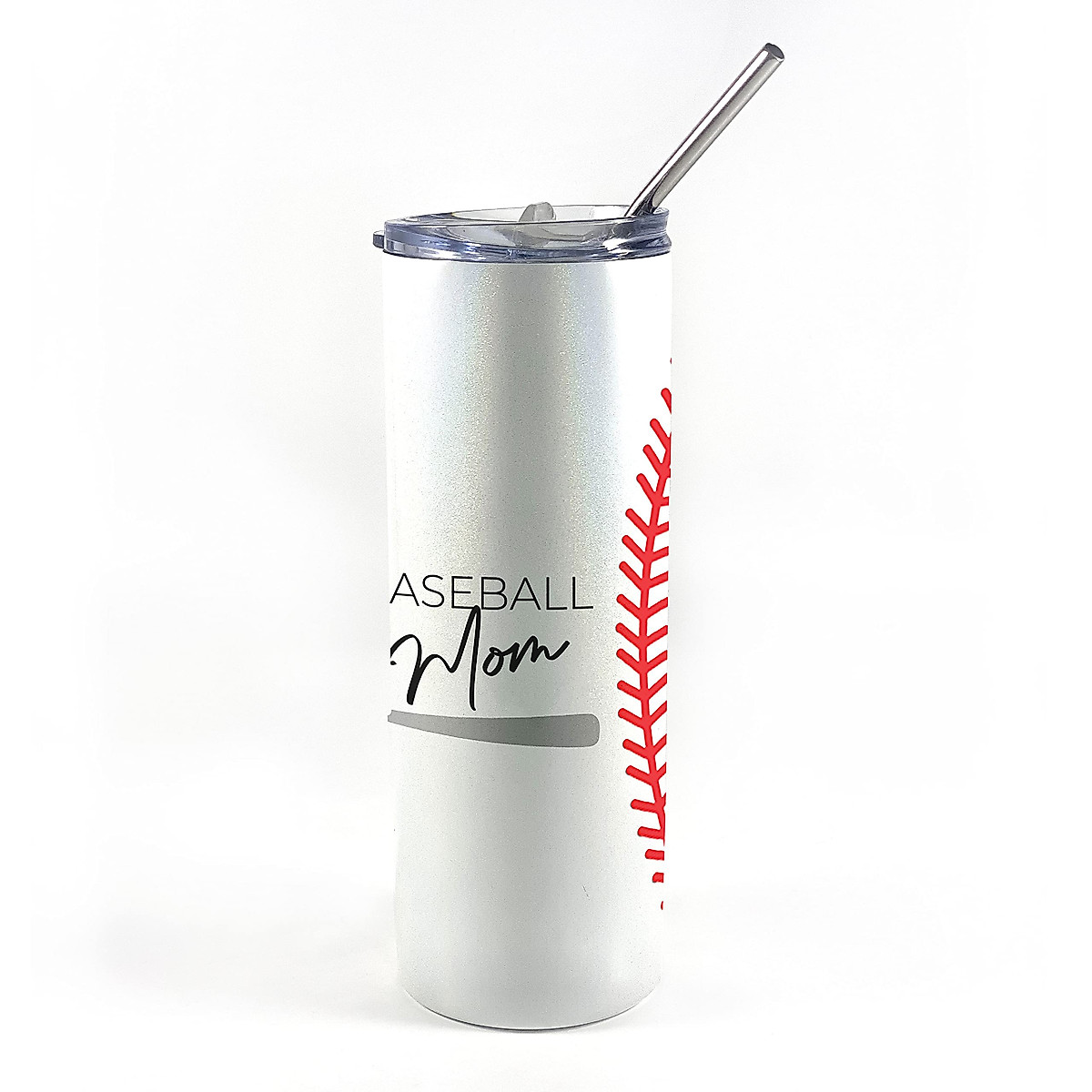 Trend Setters Baseball Mom – Iridescent Finish – One 20 oz Stainless Steel Travel Tumbler with Straw – Double Wall Vacuum Insulation– Keep Beverages Cold For Up to 18 Hours or Hot for 6 Hours