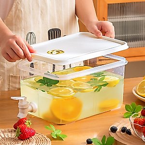Cold Kettle With Faucet Beverage Dispenser, 3 / 5L Large Capacity Plastic Beverage Dispenser, With Faucet Ice Lemonade Juice Container With Lid, Fruit Teapot Lemonade Bucket Drink