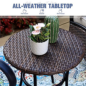 MFSTUDIO 5 Pieces Wicker Patio Furniture Set, 2 x Chair, 2 x Ottoman, 1 x Side Table, Outdoor Conversation Sets for Balcony Porch Garden