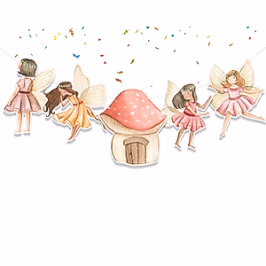 Fairy Birthday Banner Cute Fairies 1st Birthday Party Supplies | Baby Shower| Birthday Decorations for Garden Theme Party