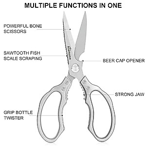 NileHome Kitchen Scissors, Scissors All Purpose, Scissors Heavy Duty for Kitchen Food Scissors, Non-Slip Stainless Steel Sharp Meat Scissors for Kitchen Sheers Cooking Scissors