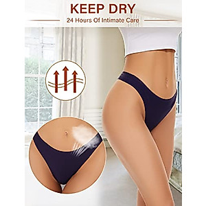 Sunm Boutique 6 Pack Seamless Thongs for Women No Show Thongs Nylon Stretch Thong Panties Underwear Black XS-XXL