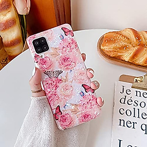 Jmltech for Samsung Galaxy A12 Case for Women Girls Cute Floral Butterfly Soft Silicone Slim Thin Cute Flexible Protective Girly Phone Case for Samsung Galaxy A12 5G 2021