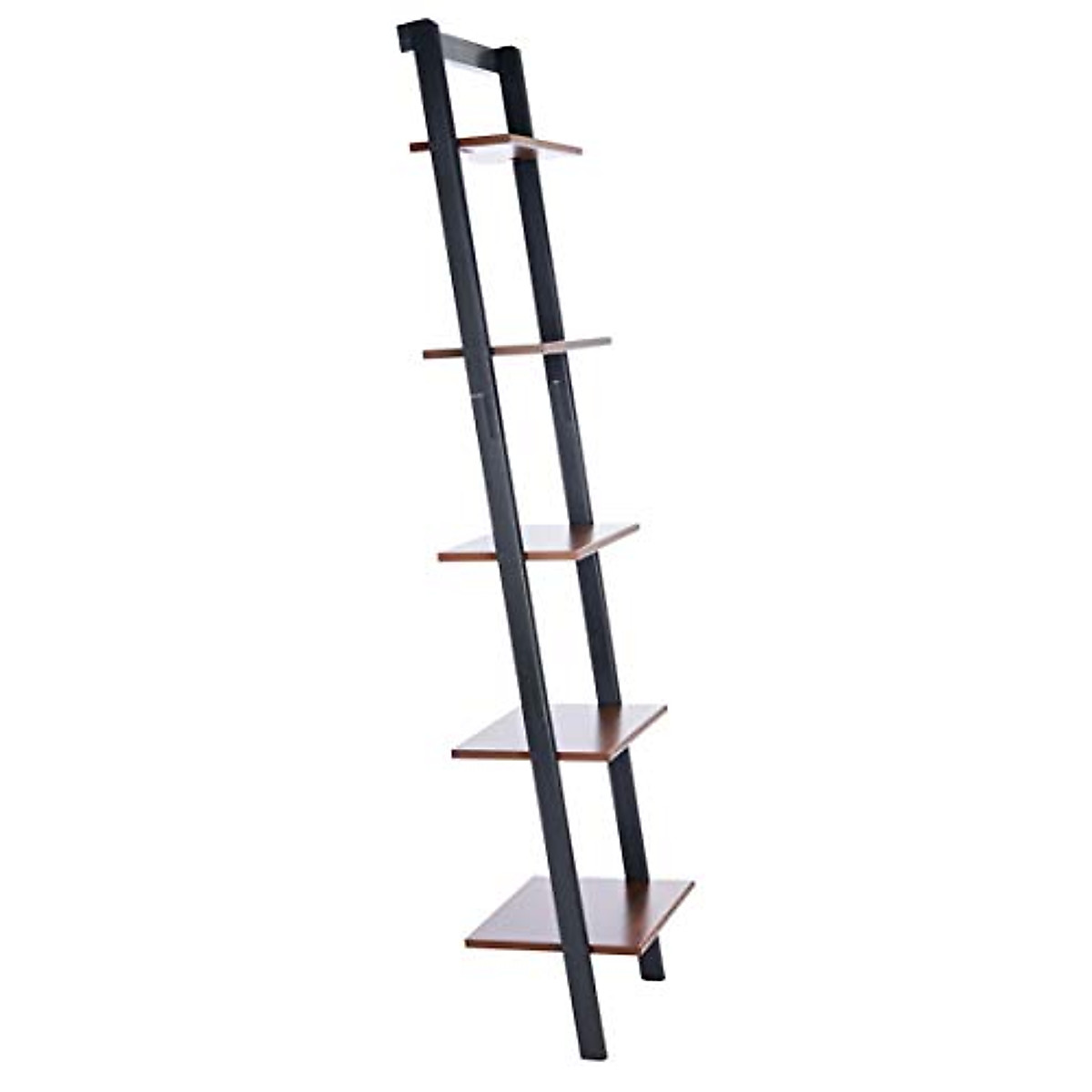 Safavieh Home Collection Allaire Honey Brown/Charcoal 5-Tier Leaning Storage Display Shelves Living Room Bedroom Office Bookcase Etagere, 0