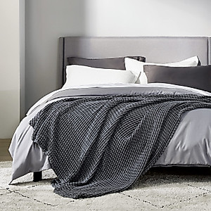 Bedsure Cooling Cotton Waffle King Size Blanket - Lightweight Breathable Blanket of Rayon Derived from Bamboo for Hot Sleepers, Luxury Throws for Bed, Couch and Sofa, Dark Grey, 104x90 Inches