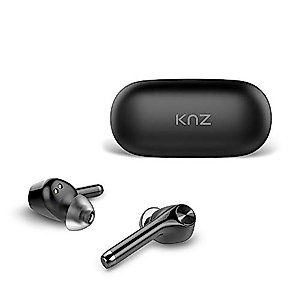 KNZ SoundMax Premium True Wireless Earphones with Qi Wireless Charging Case; Bluetooth 5 Earbuds with HD Sound Quality; Hands-Free Headset; Touch Control; Charging via USB Type-C or Wirless.