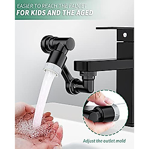 FIRMER Faucet Extender, 1080 Degree Rotatable Multifunctional Extension Faucet Aerator, Large-Angle Rotating Splash Filter Faucet Attachment for Eye, and Gargle Portable Washing Black