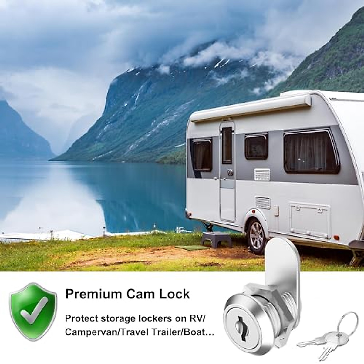 inBovoga 2 Pack Cabinet Locks with Keys, 5/8" Cam Lock Keyed Alike, Mailbox Lock Replacement Secure File Drawer Tool Box RV Door, Zinc Alloy