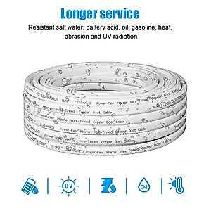 Kimbluth 10 Gauge Triplex Marine Wire Tinned Copper Boat Cable, 30ft 10 AWG Standard USA OFC Oxygen Free Copper Wire for Automotive Boat Speakers Solar Outdoors