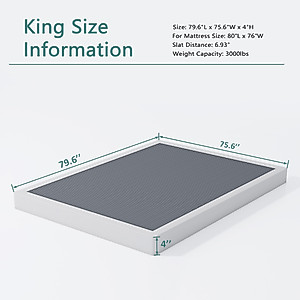 XINXINYAN King Size Box Spring 4 Inch,Black King Box Spring 4 Inch,Sturdy 4 Inch Box Spring King Only, Easy Assembly Metal Frame, Noise Free