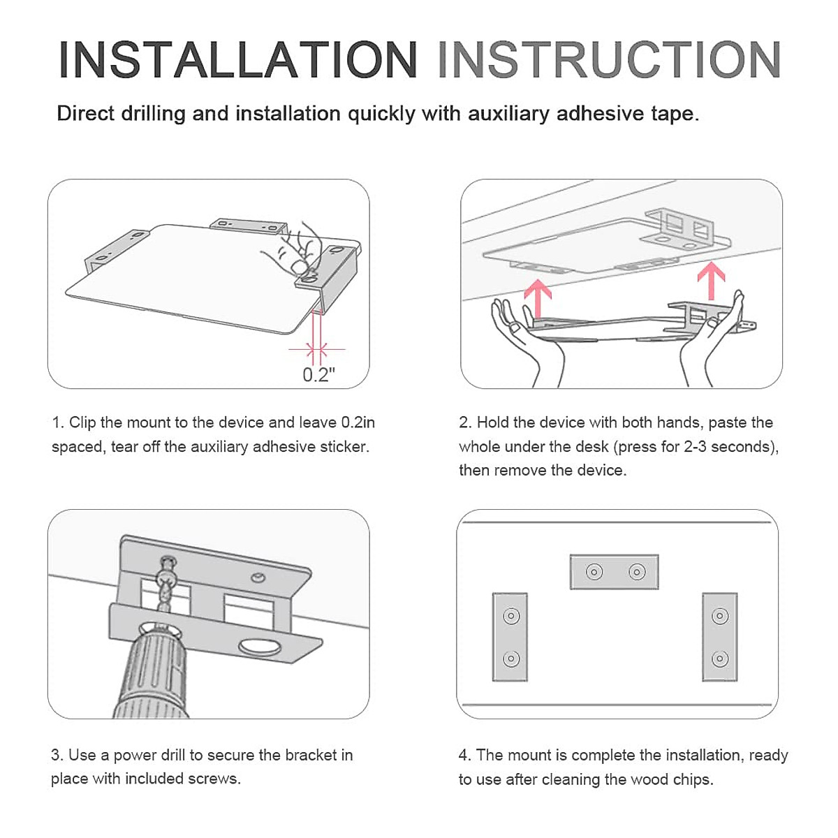 IFCASE Under Desk Laptop Mount, Metal Under Desk Shelf Holder for Laptop, Mac Mini, MacBook, Keyboard with Anti-Scratch Silicone (Black)