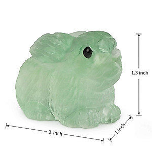 Artistone Green Fluorite Crystal Rabbit Figurine 2 Inch Carved Gemstone Bunny Ornament Animal Carving Statue Sculpture Healing Crystals Stones for Home Garden Christmas Decorations
