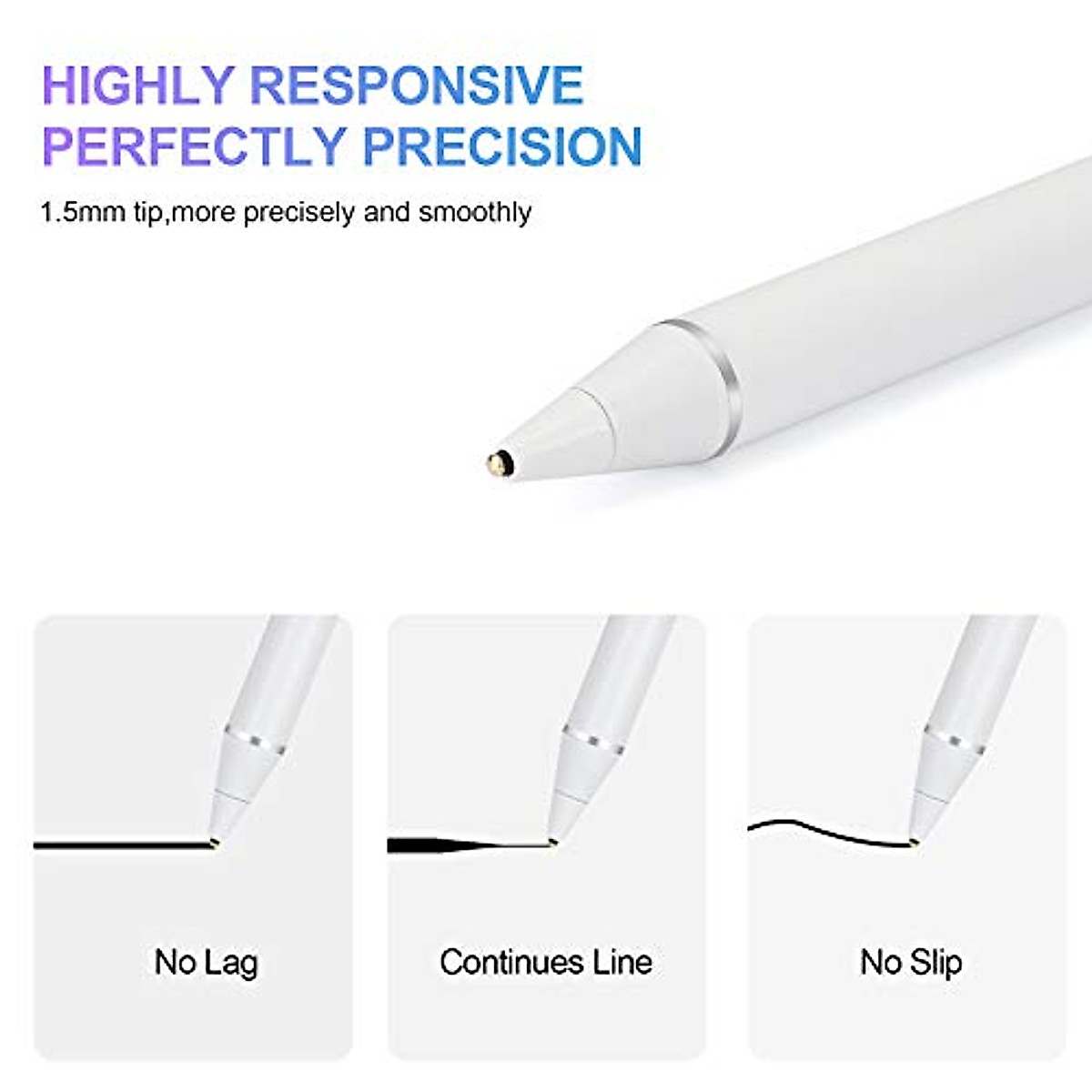Stylus Pen for Touch Screens, Active Pen Digital Pencil Fine Point Compatible with iPhone iPad and Other Tablets …