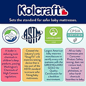 Kolcraft BabyPedic Bubbie Extra Firm Coil Waterproof Baby Crib Mattress and Toddler Mattress, Airy Comfort, Greenguard Air Quality Certified - Made in USA, 52"x28"