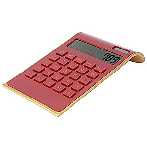 TOPINCN Portable 10 Digits Calculator Tilted LCD Display Ultra Thin Solar Power Calculator for Home Office Business(Red)