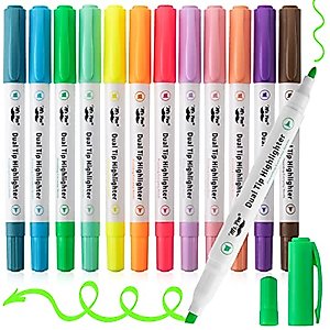 Mr. Pen- Dual Tip Highlighters, Pastel Colors, 12 Pack, Fine & Chisel Tip Highlighters Assorted Colors, Colored Highlighters, Highlighter Pens, Highlighter Markers, Markers for Journaling