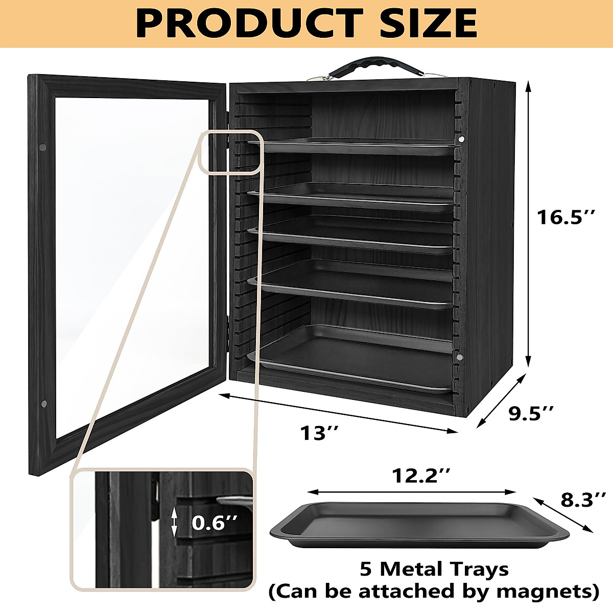 Montex Miniature Display Case Wood Miniature Carrying Case Minifigure Display Case (Black)