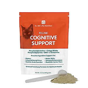 Dr. Bill's Feline Cognitive Support | Memory Support Supplement for Cats | Pet Supplement | Contains Gingko Biloba, L-Carnosine, Vitamin B-12, L-Glutamine, L-Tyrosine, and DHA