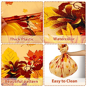 Fall Pumpkin Tablecloth Roll 52 in x 100 Ft with Slide Cutter Thanksgiving Fall Party Table Cloth Roll Maple Leaf fall Table Cover for Autumn Events Family Banquet Parties and Celebrations(Plastic)