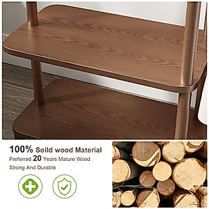 KASLANDI Solid Wood Clothes Rack,Garment Rack for Hanging Clothes,Walnut Clothing Rack with Shelves,Portable Clothes Rack,Double Clothing Rack, Freestanding Clothing Rack for Entryway and Bed Room