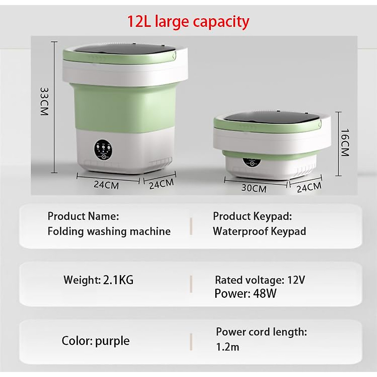 xixibuy Mini portable washing machine with spin, Portable washer for Underwear, Baby Clothes, or Small Items, for Apartments, Camping, Travel(12L-Purple)