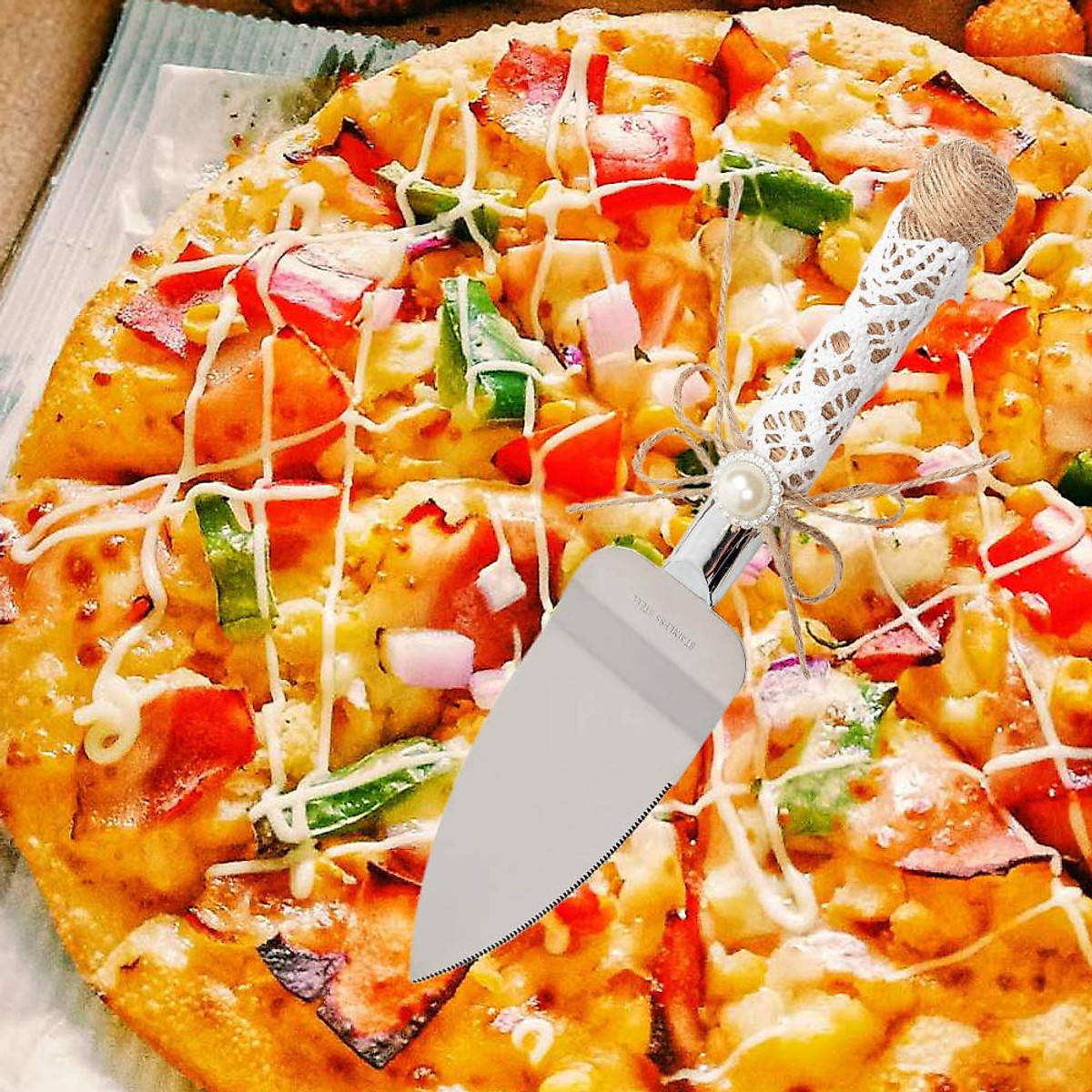 Rustic Wedding Cake Serving Set Wedding Cake Knife and Server Set Pizza Pie Server Set for Anniversaries Birthdays Christmas Parties