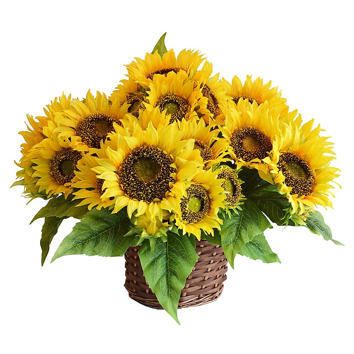 KINWELL Large Artificial Silk Sunflower Bouquet 7 Stems Fake Flowers Floral for Home Wedding Decoration, Bride Holding Flowers,Garden Craft Art Decor