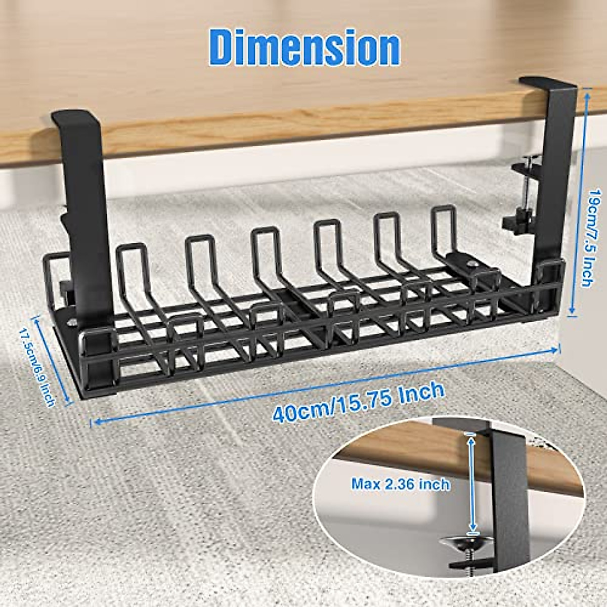 BIWIST Under Desk Cable Management Tray