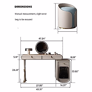 ZGNBSD Luxury Vanity - Makeup Table Vanity Table with Beauty Refrigerator, Vanity Set, Includes Makeup Mirror and Chair, Bedroom Vanity, for Her