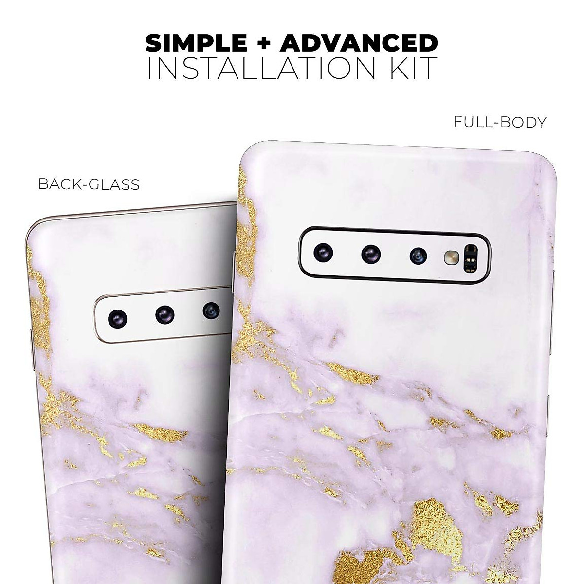 DesignSkinz Purple Marble & Digital Gold Foil V8 Protective Vinyl Decal Wrap Skin Cover Compatible with The Samsung Galaxy S20 (Screen Trim & Back Glass Skin)