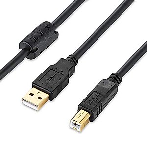 XBOHJOE USB 2.0 Printer Cable 30 FT USB Printer Cable Type A Male to B Male Printer Scanner Cord for HP, Canon, Lexmark, Epson, Dell USB a to b Cable and More (Black 30ft)