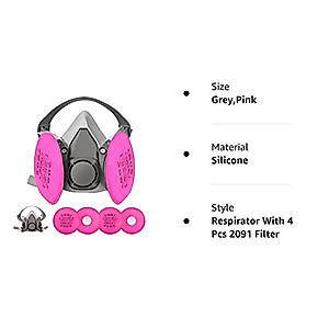 TANGS Reusable Half Facepc Cover, Respirаtor 6200 with 4 PCS 2091 Filter, Used for Painting, Dust, Welding, Metal Cutting and Other Work Protection