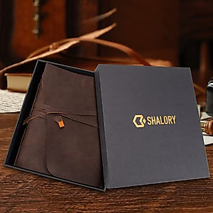SHALORY Leather Journal Notebook for Men and Women - 5x7 inches Leather Bound Daily Notepad-300 Kraft Lined Pages Leather Notebook for Business, Travel, Diary, Sketchbook Gift. (5"x 7", Dark Brown)
