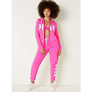 Victoria's Secret PINK Fleece Zip Up Perfect Hoodie, Atomic Pink, X-Large