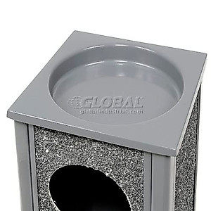 Global Industrial Stone Panel Trash Sand Urn, 10-1/4" Square X 24" H, Gray
