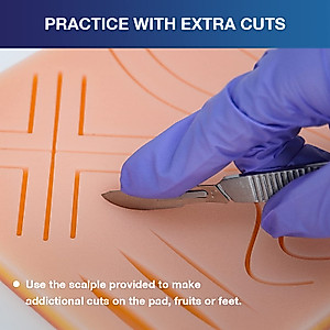 AZchose Suture Practice Kit for Students, Complete Training Kit with 14 Pre-Cut Wounds, a Suture Tool Kit and Suture Threads (Stocking Stuff for Education and Demonstration Only)