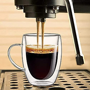 15 Oz Double Walled Coffee Cups Glass Coffee Mugs Clear Coffee Mug with Lid Insulated Coffee Mug Perfect for Cappuccino,Tea,milk ,Espresso,juice, Hot Beverage with Handle (15oz, with bamboo lid)