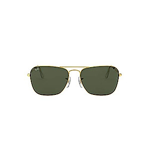 Ray-Ban RB3136 Caravan Square Sunglasses, Gold/G-15 Green, 58 mm