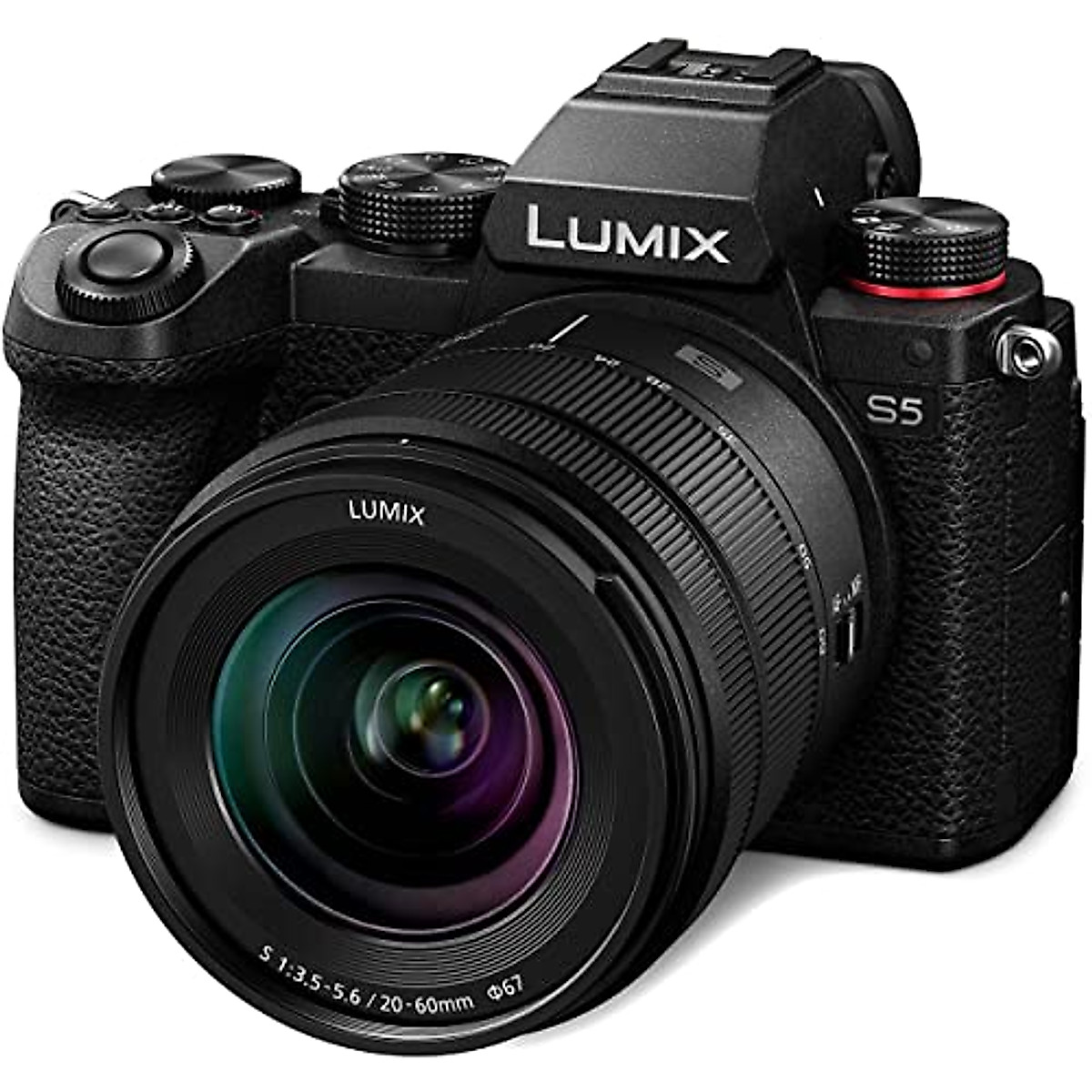 Panasonic Lumix DC-S5 Mirrorless Digital Camera with S 20-60mm L-Mount Lens Bundle with 64GB UHS-II V90 SD Card, Card Case, Bag, Wrist Strap, Extra Battery, Charger, Filter Kit and Accessories