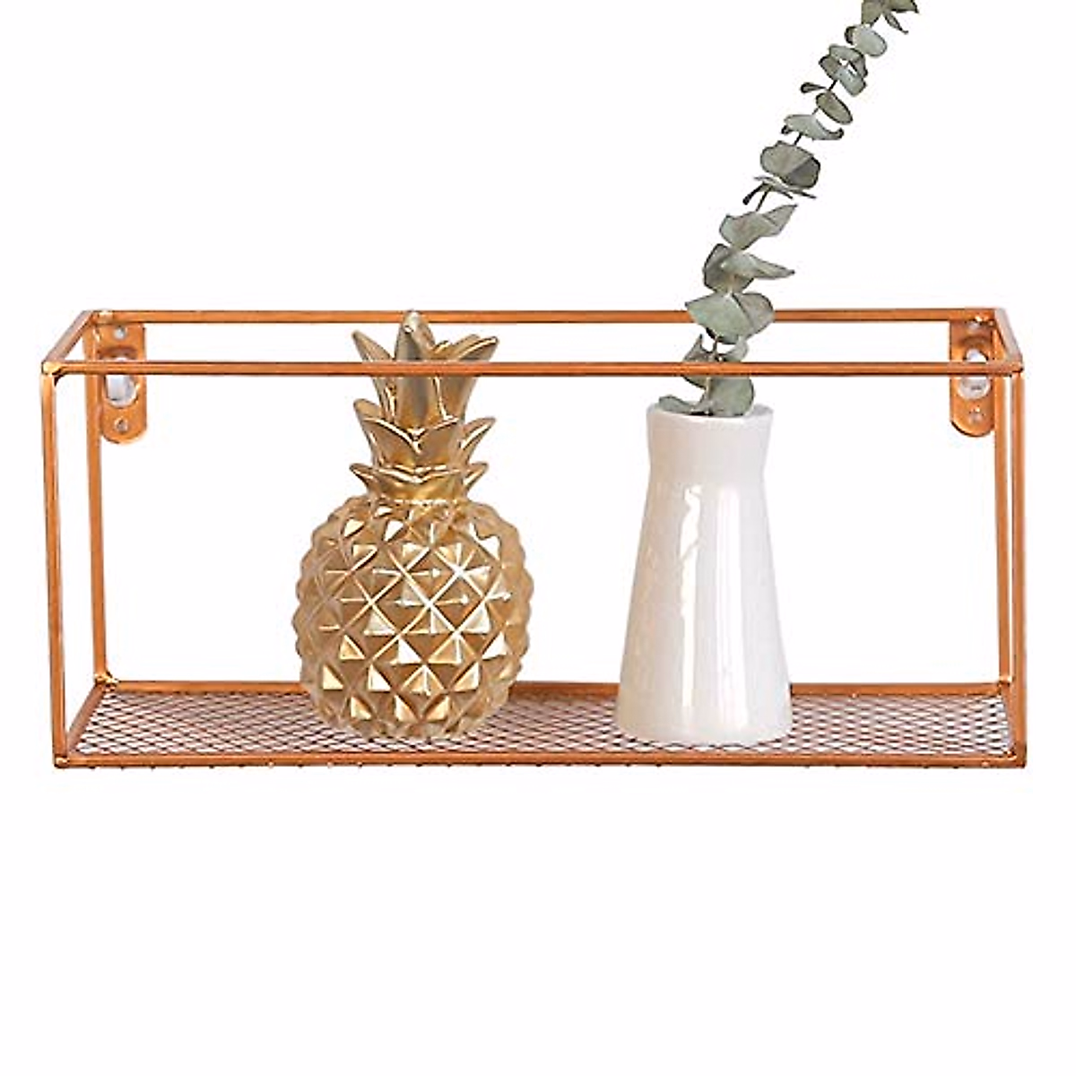 PIBM Stylish Simplicity Shelf Wall Mounted Floating Rack Shelves Iron Art Storage Storage Dorm Room Clothing Store Coffee Shop Bearing Strong,2 Colours,3 Sizes, Gold , 50.5x16x16cm