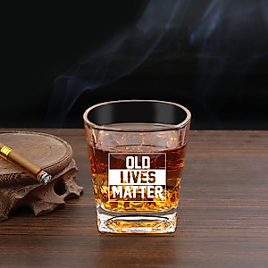 Old Lives Matter Whiskey Glass 8oz | Funny Birthday Gifts Retirement Gifts for Men | Fathers Day Christmas Gifts Gag Gifts for Men | Men Gifts for Birthday Christmas | Dad Gifts Grandpa Gifts