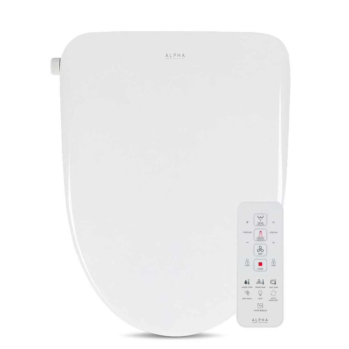 Alpha Bidet JX2 & UX Pearl Bidet Toilet Seats with Endless Warm Water, LED Lights, Wireless Remote, Stainless Steel Nozzles